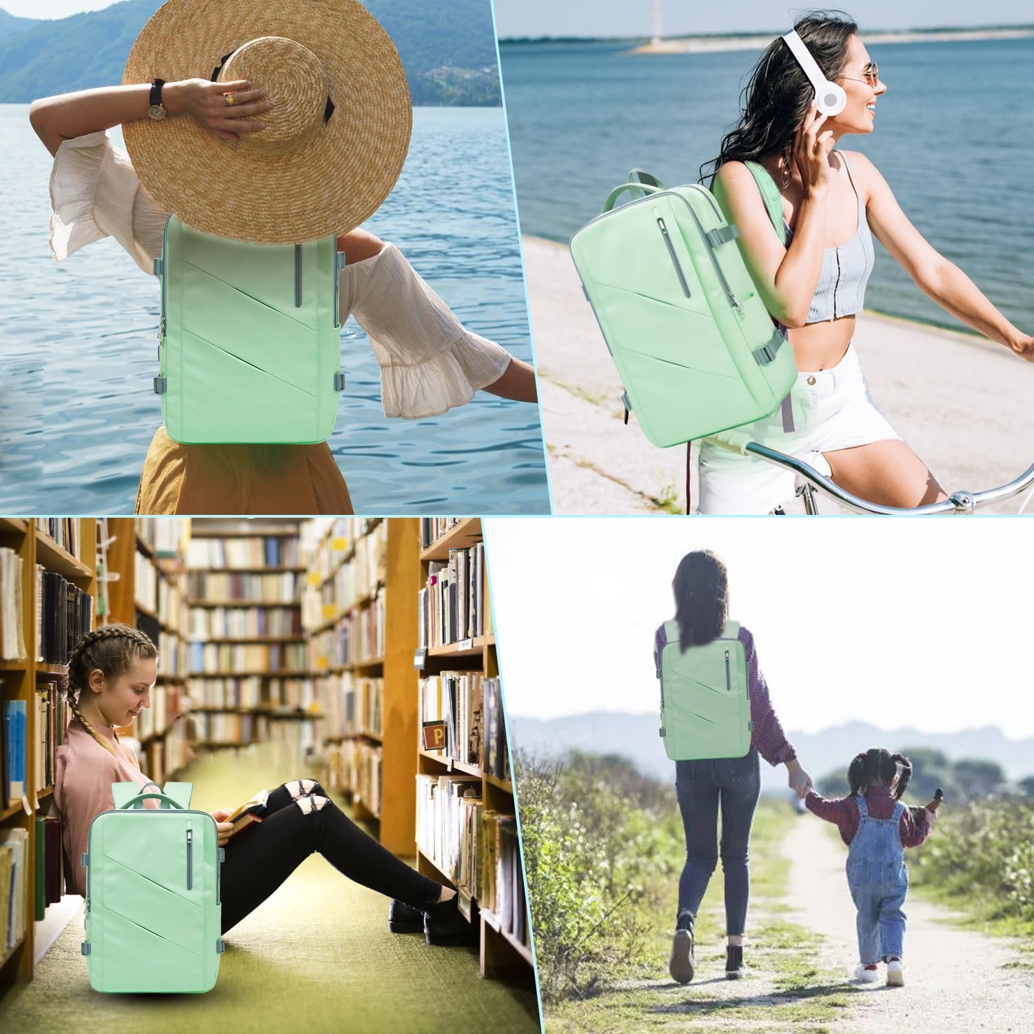 Travel Backpack for Women Waterproof Business Laptop Backpack Casual Daypack Hiking Backpack College Backpack (Green)