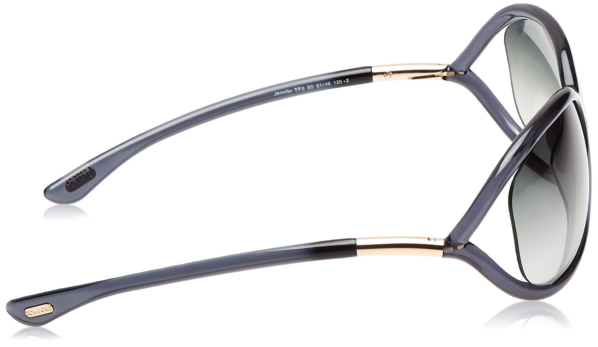 Tom Ford Women's FT0008 Sunglasses, Transparent Dark Grey