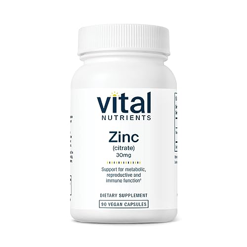 Vital Nutrients Zinc Citrate 30mg | Easily Absorbed Immune Support Supplement* | Vegan Zinc Supplement | Gluten, Dairy, Soy Free | Non-GMO | 30mg | 90 Capsules