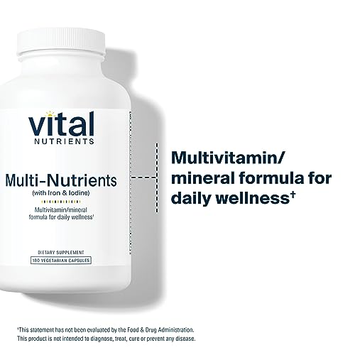 Vital Nutrients - Multi-Nutrients with Iron and Iodine - Comprehensive Multi-Vitamin/Mineral Formula Containing Iron and Iodine - 180 Vegetarian Capsules per Bottle