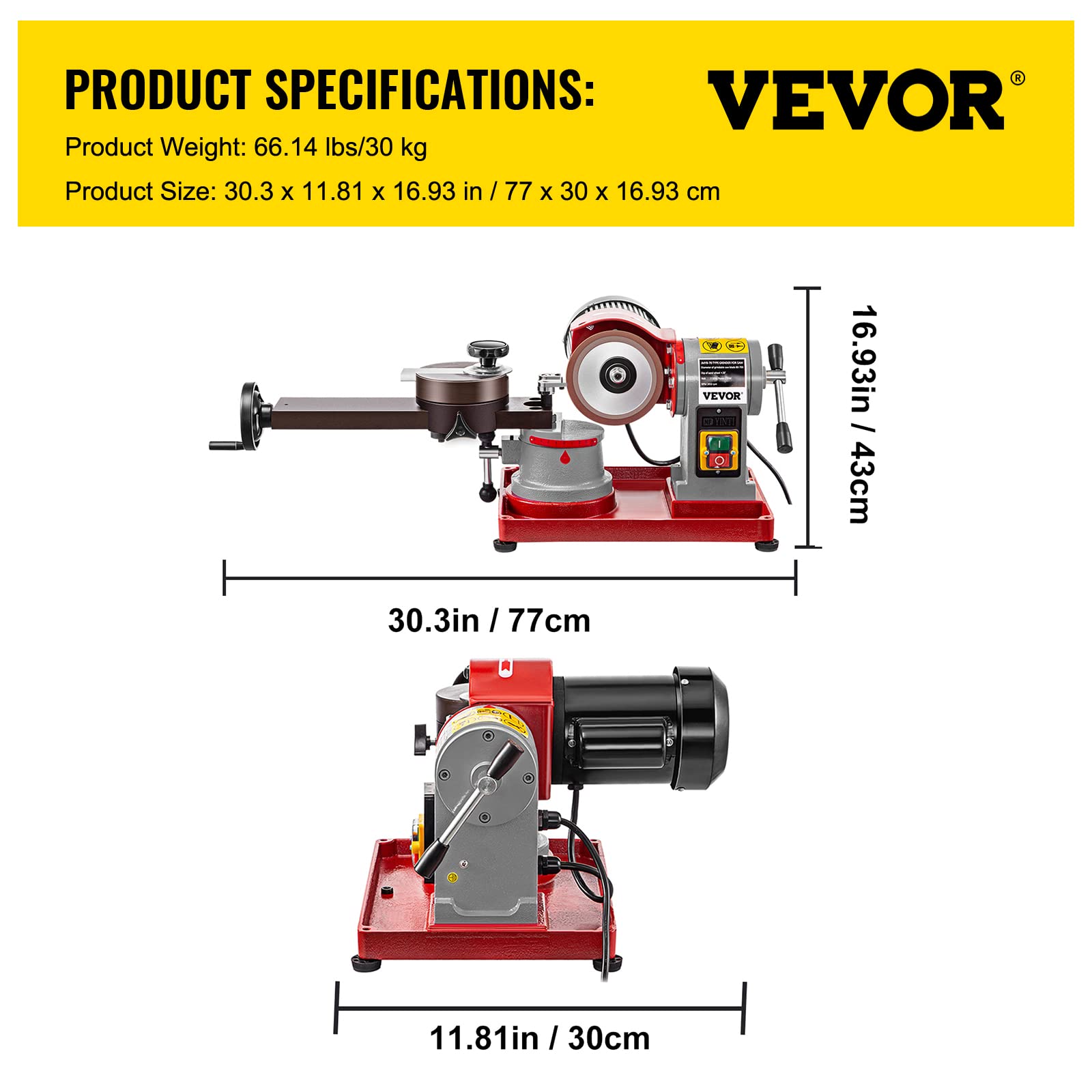 VEVOR Round Circular Saw Blade Grinder Machine 110V 370W Rotary Angle Mill Sharpener 125mm Electric Saw Blade Sharpener Machine for Sharpening Carbide Tipped Saw Blades (W/Water Tank)