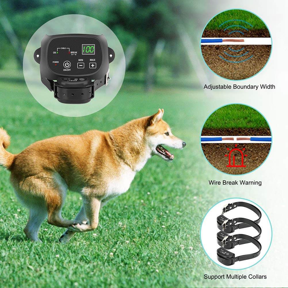 TTPet Electric Dog Fence,In-ground/Aboveground Pet Containment System, IP66 Waterproof&Rechargeable Collar,Shock&Tone Correction,for 2 Dogs