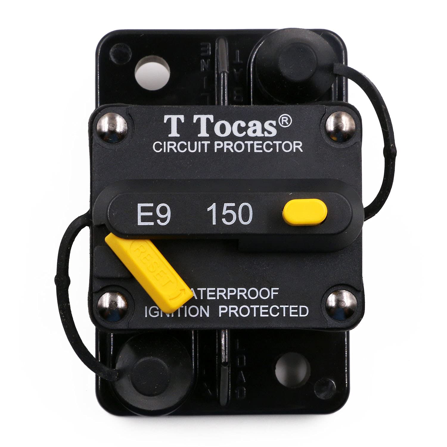 T Tocas 150A Amp Circuit Breaker for Boat Trolling Motor Marine ATV Vehicles Stereo Audio Battery Solar System Inline Fuse with Manual Reset Switcher Waterproof DC 12V-48V