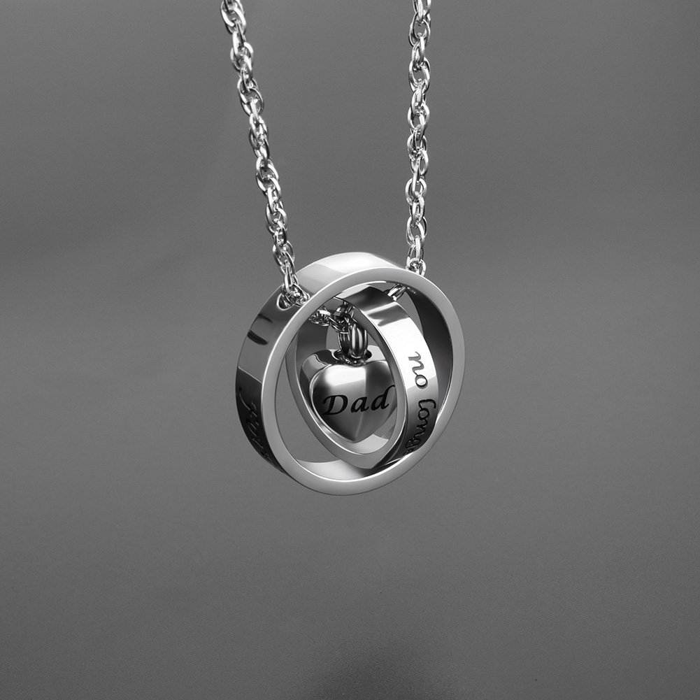 XIUDA Urn Necklace for Ashes No Longer by My Side, Forever in My Heart Carved Locket Cremated Ashes Necklace