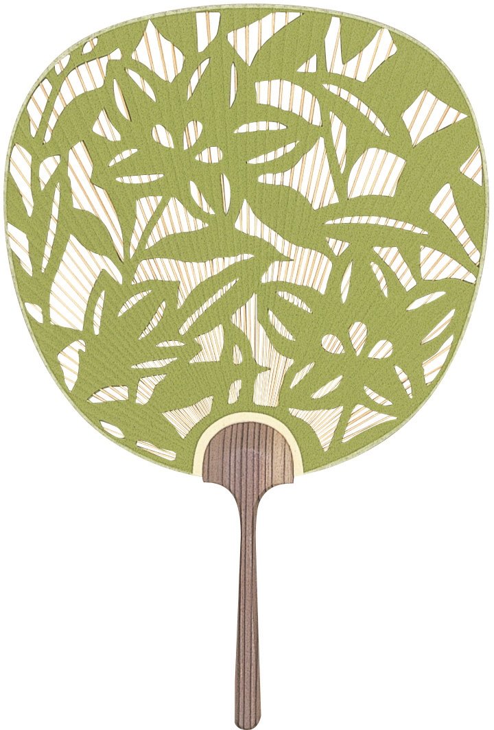 Shiomi Fan 1131 Fan Juraku (Green) Double-Sided Watermark, 1131, 11.0 x 16.5 inches (28 x 42 cm)