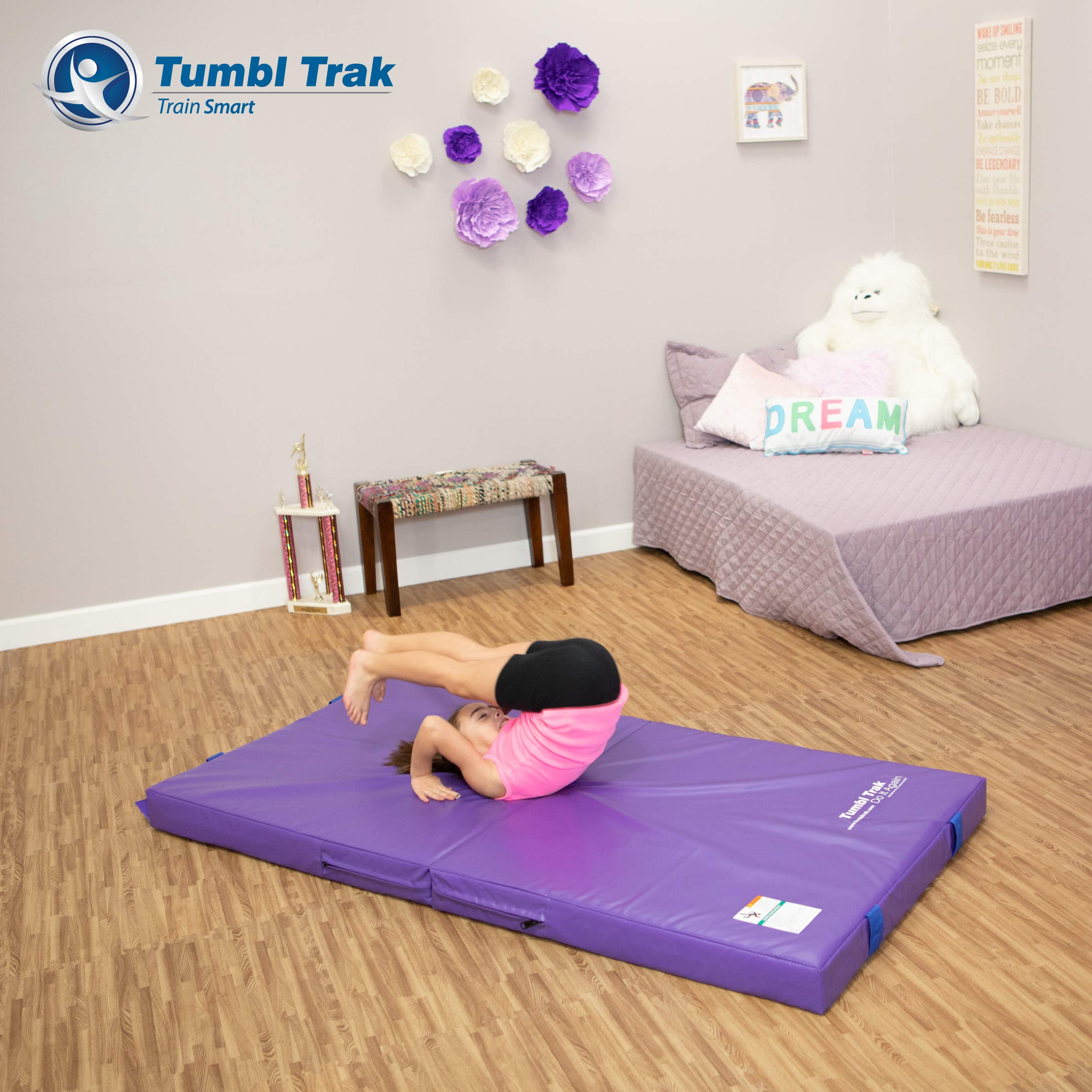 Tumbl Trak Junior Practice Mat, 3'x6'x4", Crash Mat for Gymnastics and Cheer, Landing Mat for Gymnastics Training, Purple