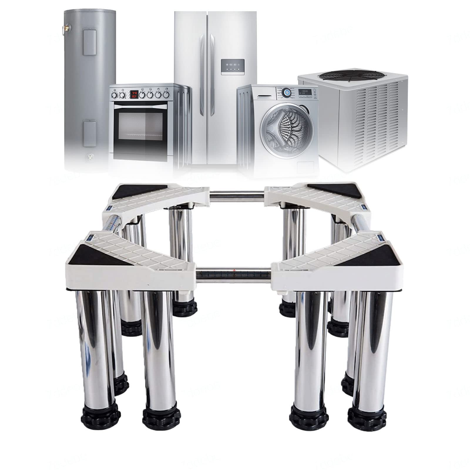 Water Cooler Stand, 12 Strong Legs Adjustable Length and Width,Can Hold Up to 660 Lbs Washer Dryer Base, for Dryers,Refrigerators (3-5 Days Delivery)