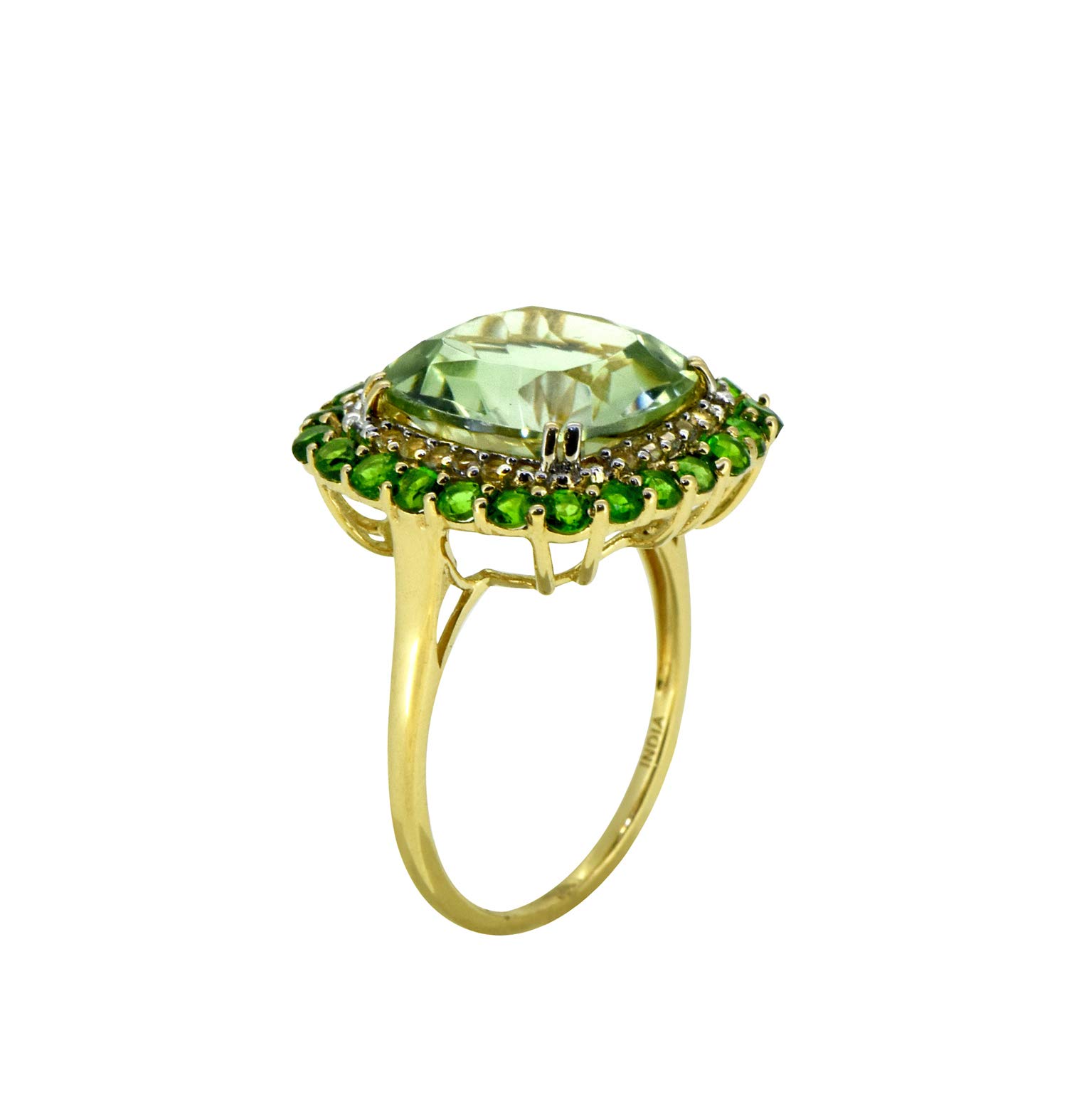 YoTreasure 6.97 ct. t.w. Green Amethyst & Chrome Diopside 14kt Yellow Gold Bold Ring