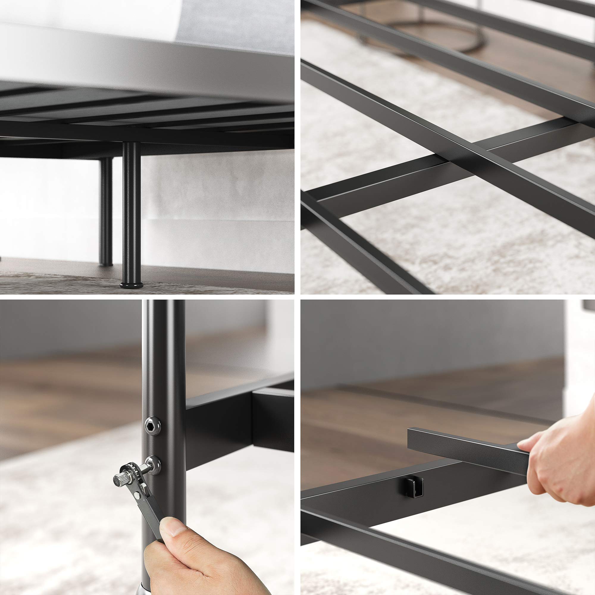ZINUS Florence Full Panel Metal Platform Bed Frame / Mattress Foundation / No Box Spring Needed / Easy Assembly, Black, Twin
