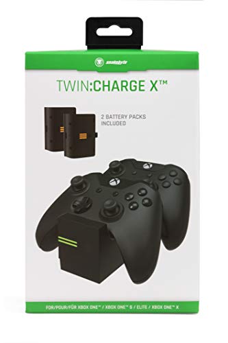 Snakebyte Xbox One Twin:Charge X - Charging Station for Xbox One and Xbox One Elite Controller - Includes 2 Rechargeable Batteries - LED Charging Indicator - Overcharge Protection – USB-C