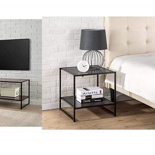 Zinus Modern Studio Collection TV Media Stand/Table/Good Design Award Winner with 20 Inch Square Side/End Table/Night Stand/Coffee Table, Espresso