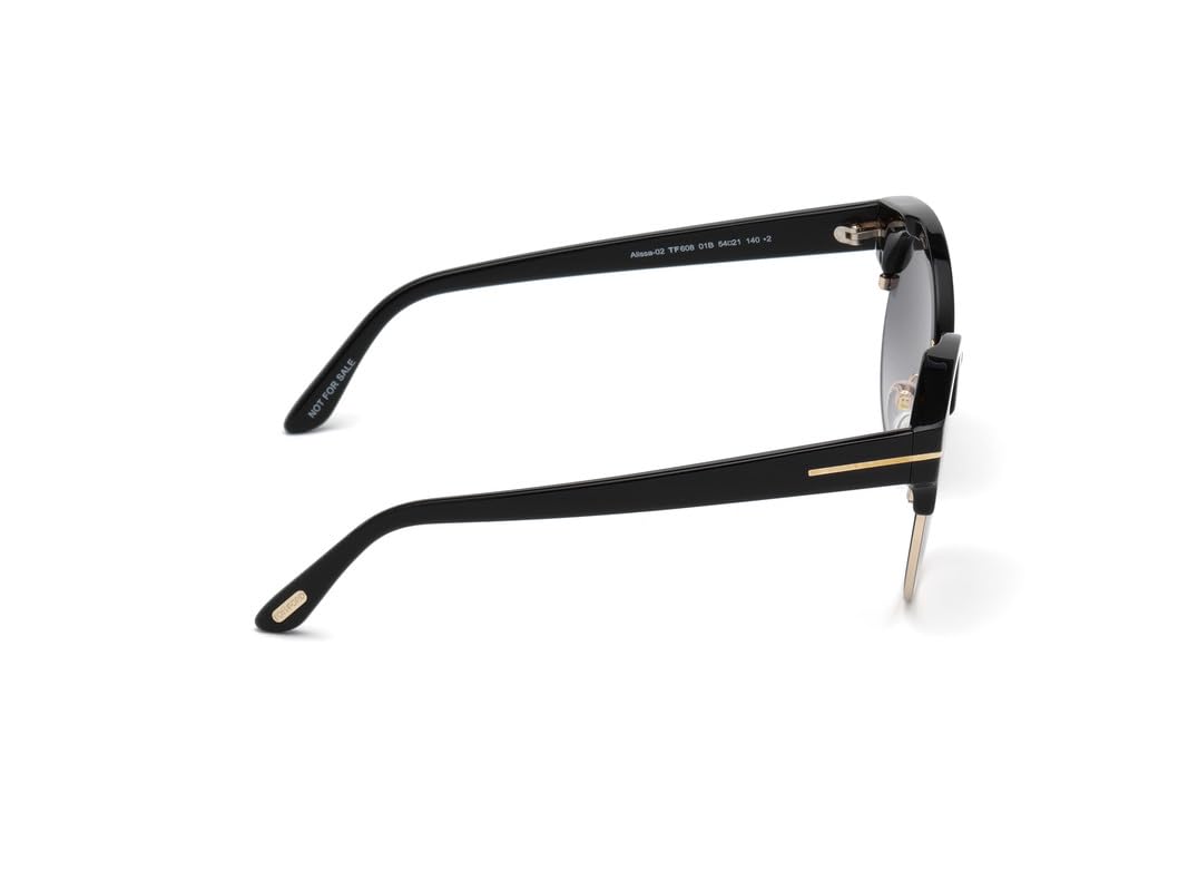 Tom Ford FT0608 Round Alissa-02 Sunglasses TF608 (01B Black/Gold, Gray Gradient)
