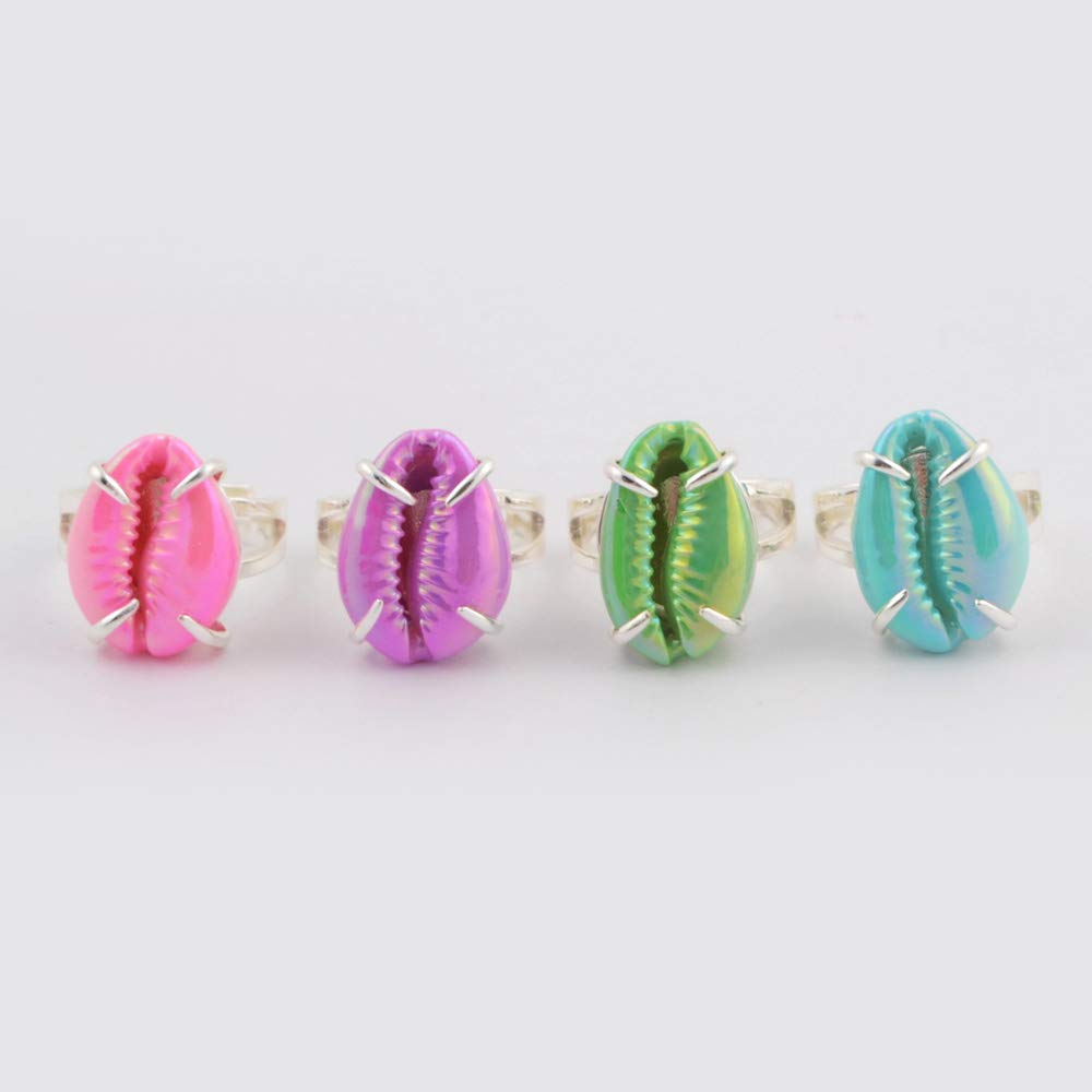ZENGORI 1 Pcs Pretty Claw Cowrie Shell Titanium Rainbow Color Ring Purple ZS0410-PL