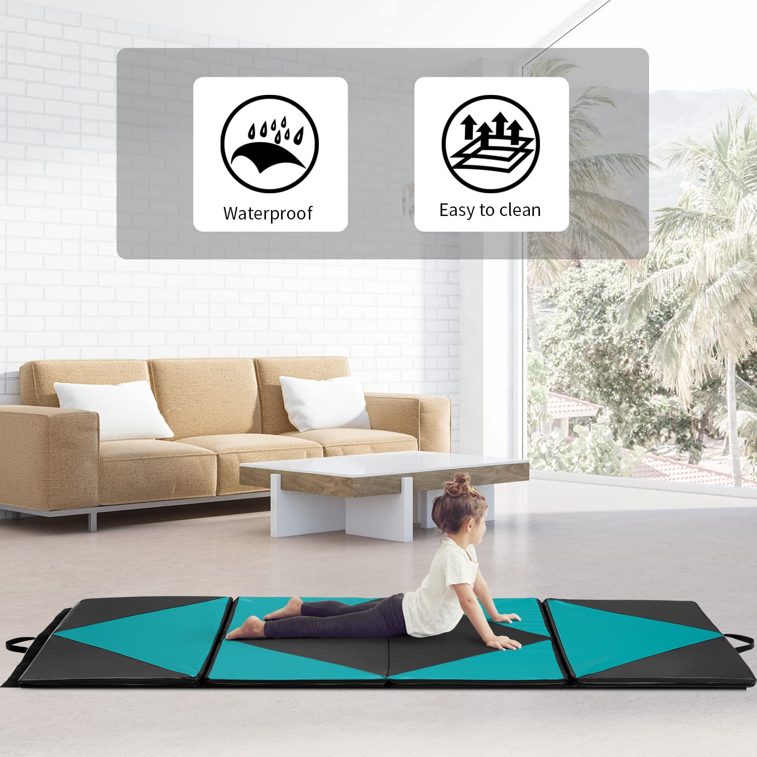 ZENOVA Gymnastics Mat 4'x10'x2'' Foldable Tumbling Mat Gym Exercise Mat for Stretching Aerobics Yoga Martial Arts