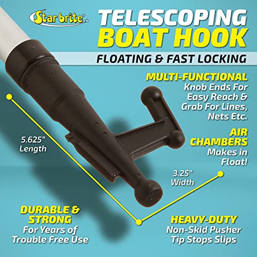 STAR BRITE Extending Boat Hook - Telescoping, Floating, Multi-Purpose - Extends from 4.5 ft. (137 cm) to 8 ft. (243 cm) (040609)