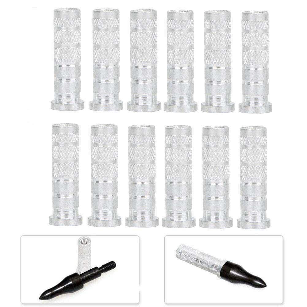 Zerone 12Pcs Replacements Archery Base Inserts, Standard 6.2mm/0.24in Aluminum Carbon Arrow Shaft Hunting Accessory