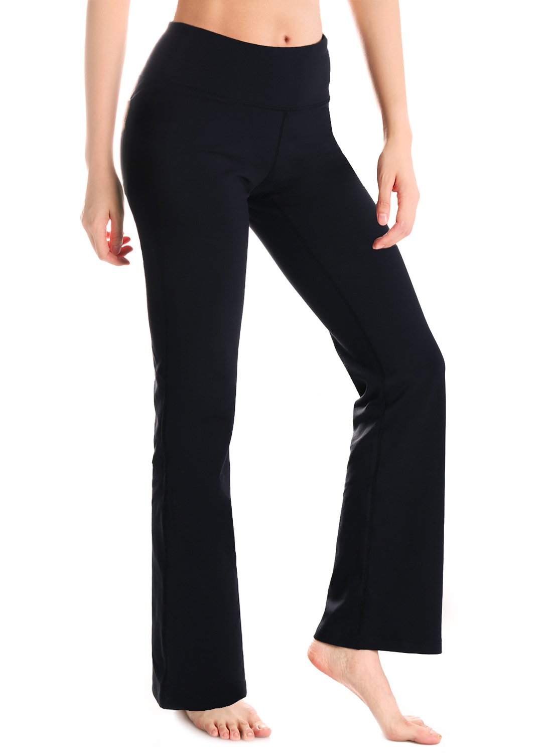 Yogipace,2 Back Pockets,Tall Women's Bootcut Yoga Pants Flare Workout Pants,35",Black,Size M
