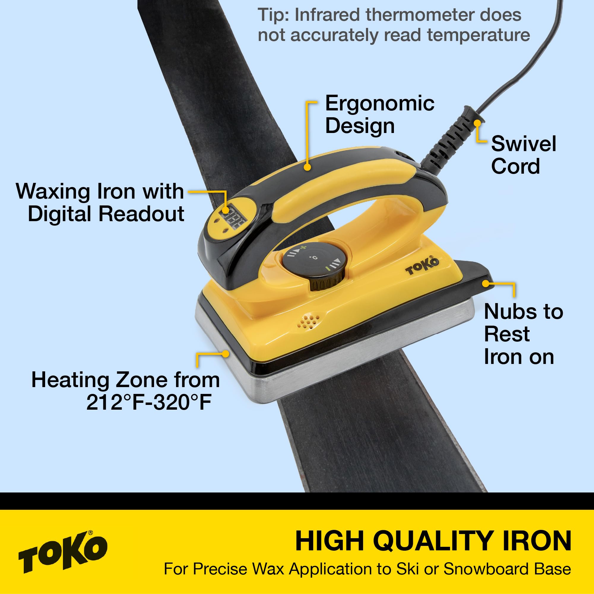 TOKO T14 1200W Digital Ski and Snowboard Wax Iron β Ergonomic Precision Waxing Tool for Home and Professional Use β 110v for Use in The USA