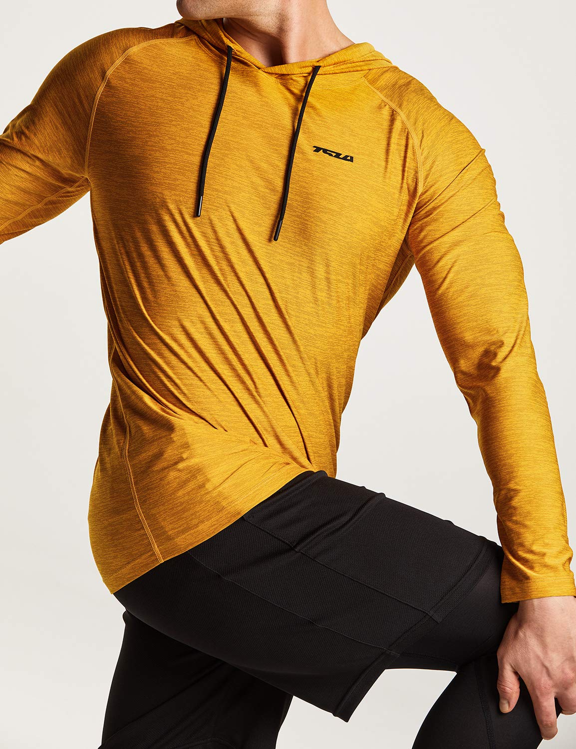 TSLA Men's Long Sleeve Pullover, Dry Fit Running Workout Shirts, Athletic Fitness & Gym Shirt, Hoodie Pullover Navy/Red/Yellow, X-Large