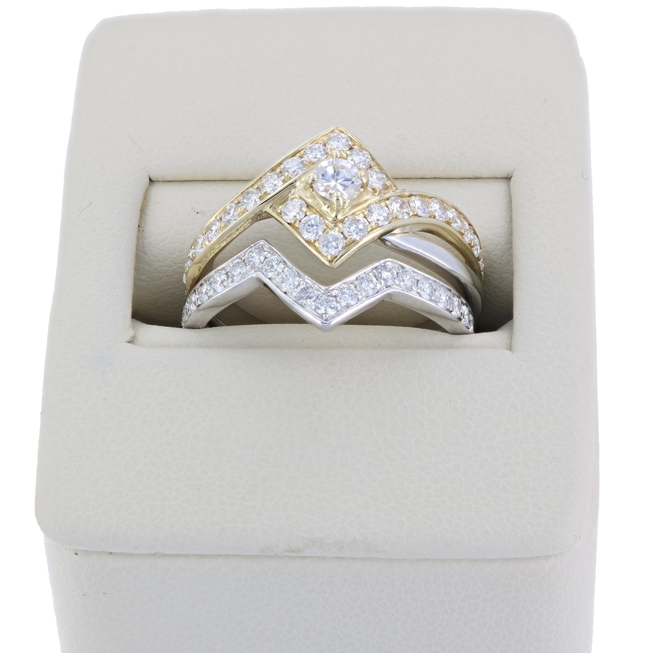 Vir Jewels 1 cttw Diamond Wedding Engagement Ring Set 14K Two Tone Gold Princess Halo Style Size 6
