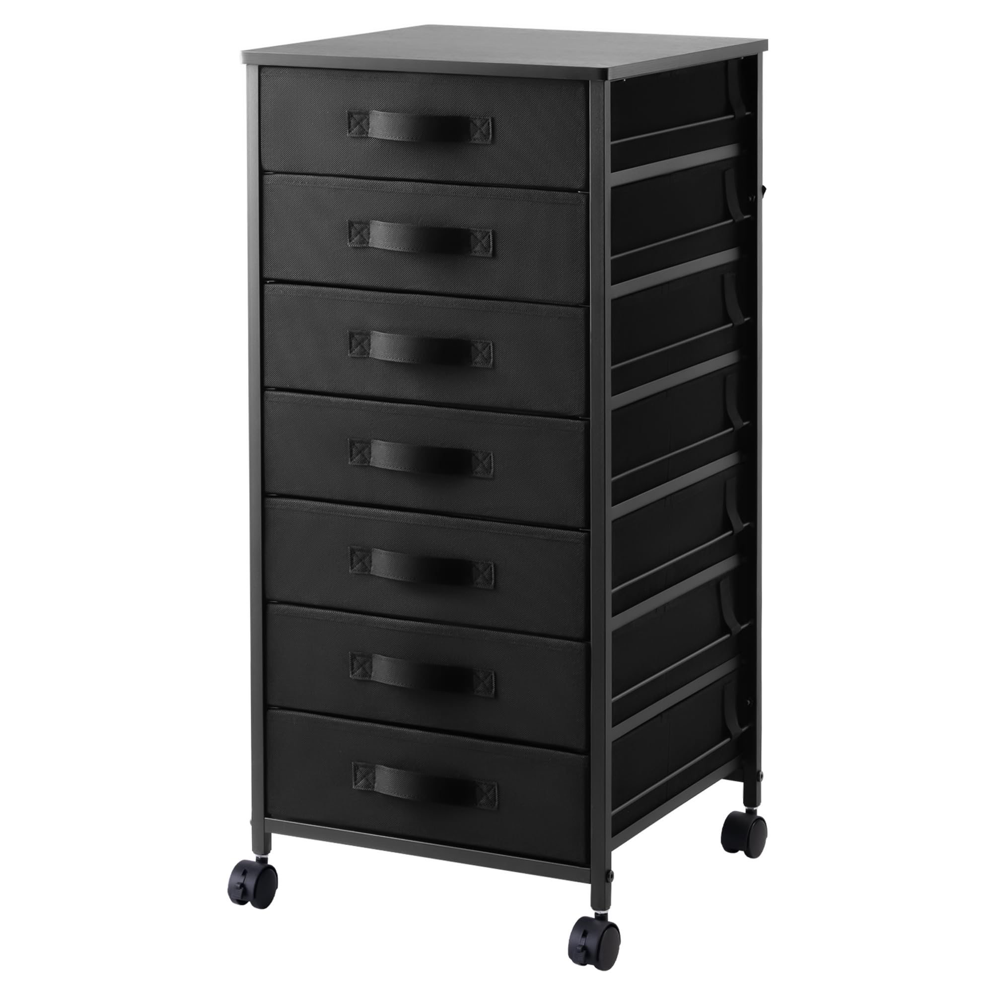 TOPSKY Mobile Cabinet, Fabric Storage Tower with Anti-Drop Drawers for Home Office (Black, 7 Drawers)
