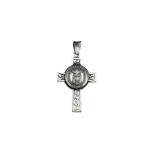 The Men's Jewelry Store US Air Force Halo Cross Sterling Silver Pendant Necklace, 24"