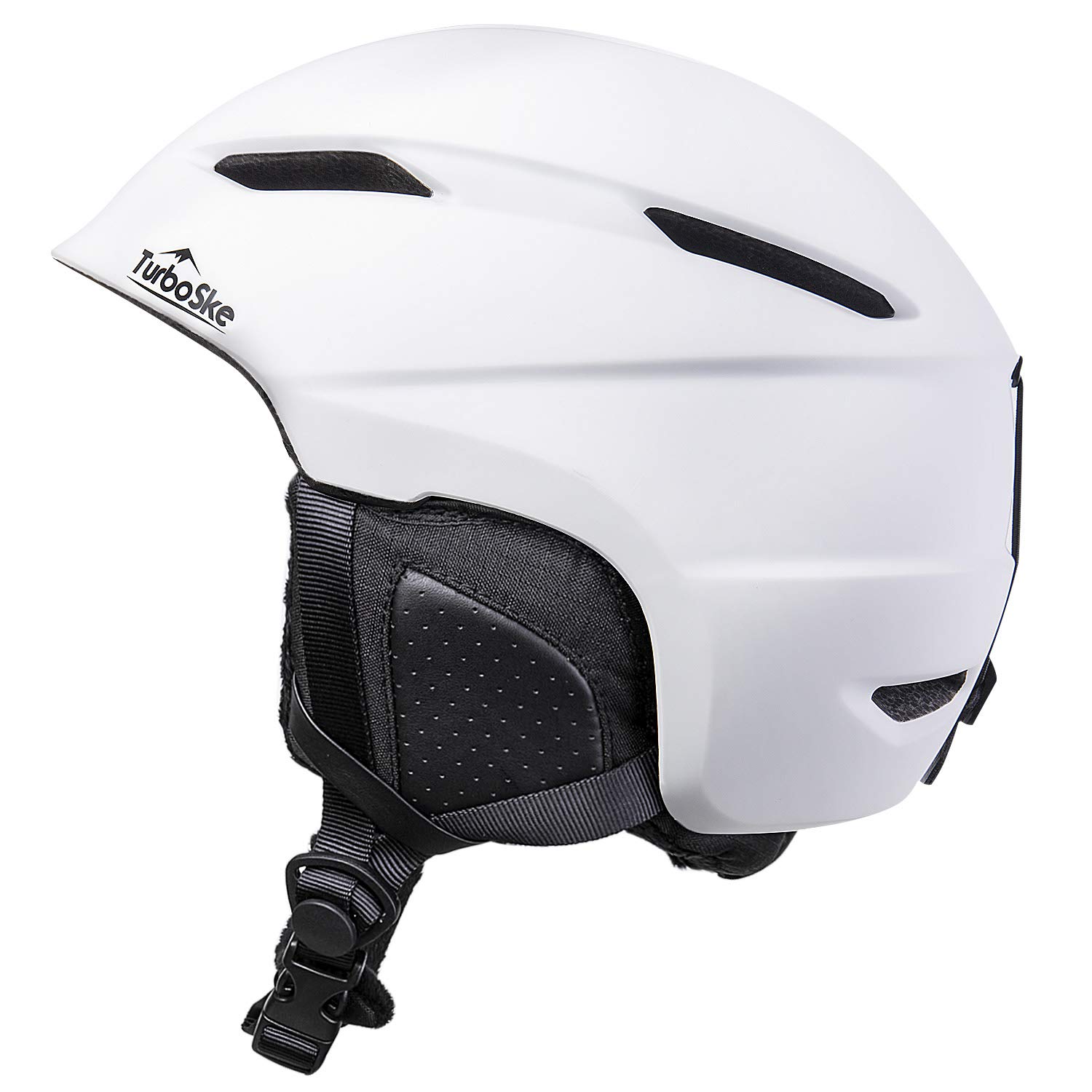 TurboSke Ski Helmet, Snowboard Helmet Snow Sports Helmet, Audio Compatible Helmet for Men, Women and Youth (L, White)