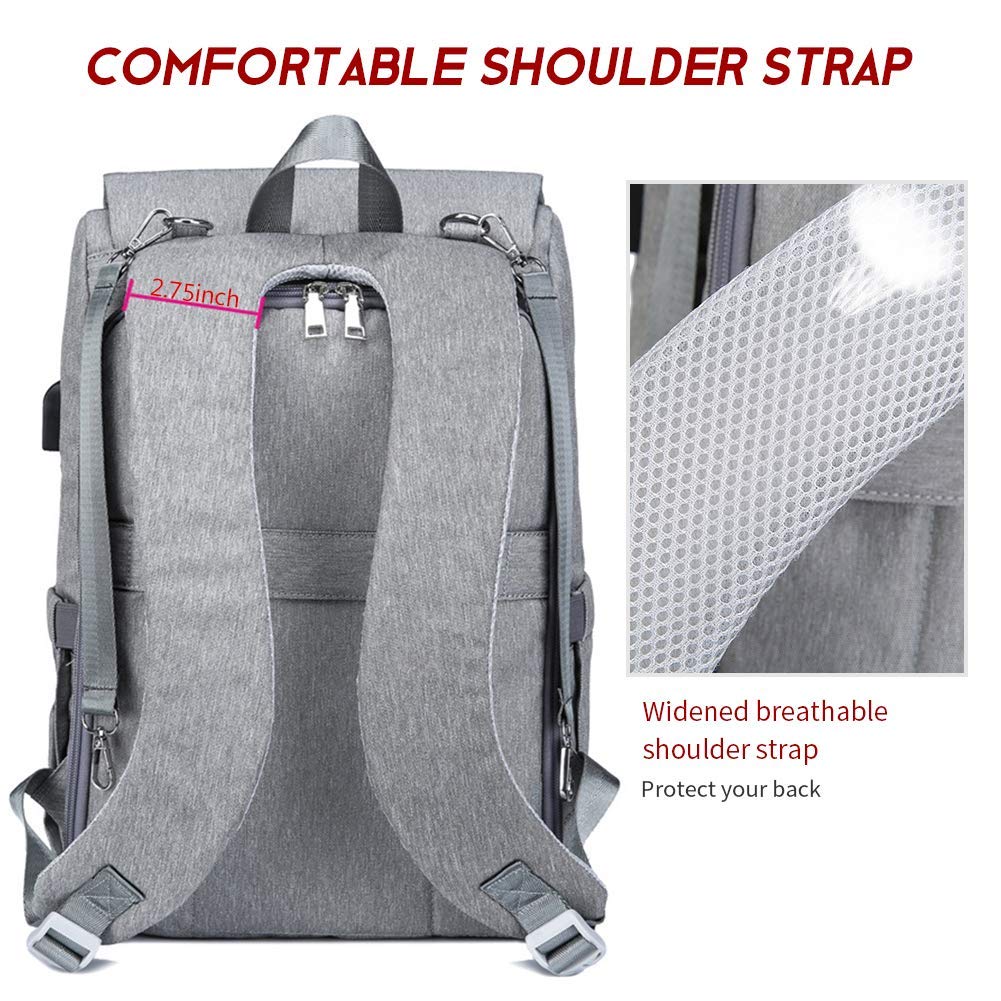 ZIRUNG Diaper Bag Backpack, Multifunction Travel Back Pack Maternity Baby Changing Bags with Changing Pad & Stroller Straps & Built-in USB Charging Port, Large Capacity, Waterproof and Stylish,Red