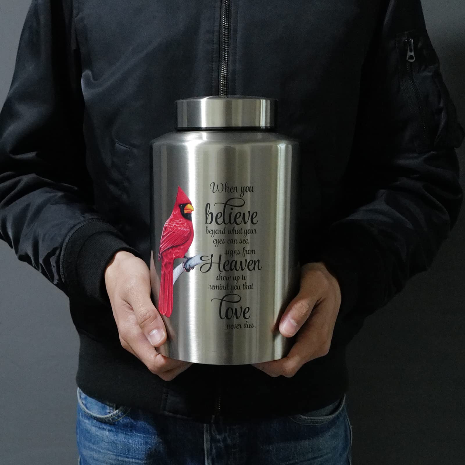 Up to 220 lbs Large Cremation Urns for Adult Human Ashes, Decorative Urn for Male Female Ashes with Velvet Bag(Cardinal)