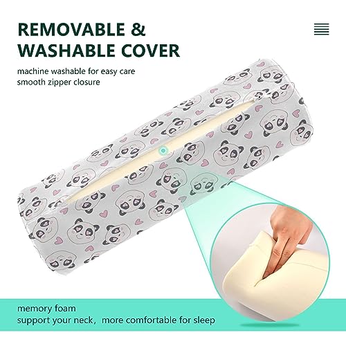 Vnurnrn Panda Neck Support Pillow Round Neck Roll Bolster Cylinder Pillow Cervical Pillows Knee Pillow for Leg Knee Back Head Support for Bedroom Camp Work Women Men