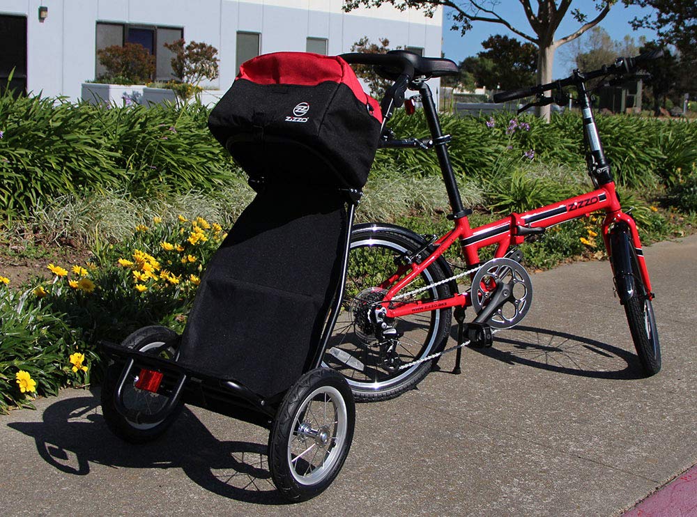 ZiZZO Compact Folding Cargo Bike Trailer with a Free Tote Bag and a Free Large Shopping Bag