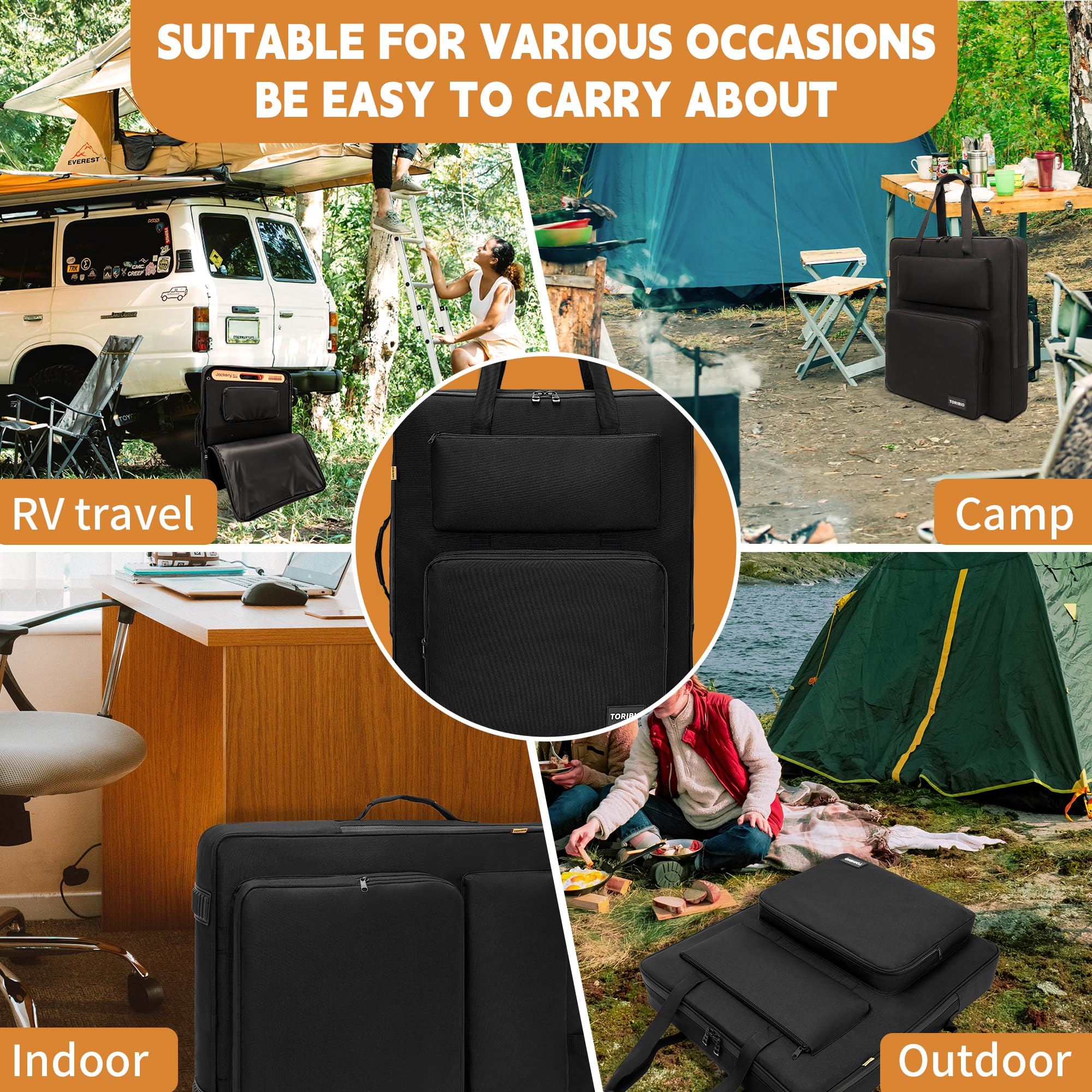 TORIBIO Solar Panel Storage Bag, Padded Portable Solar Panel Travel Bag Compatible with Jackery SolarSaga 100W/200W, Dustproof Waterproof Protective Carrying Pocket Case for Outdoor Camping Travel