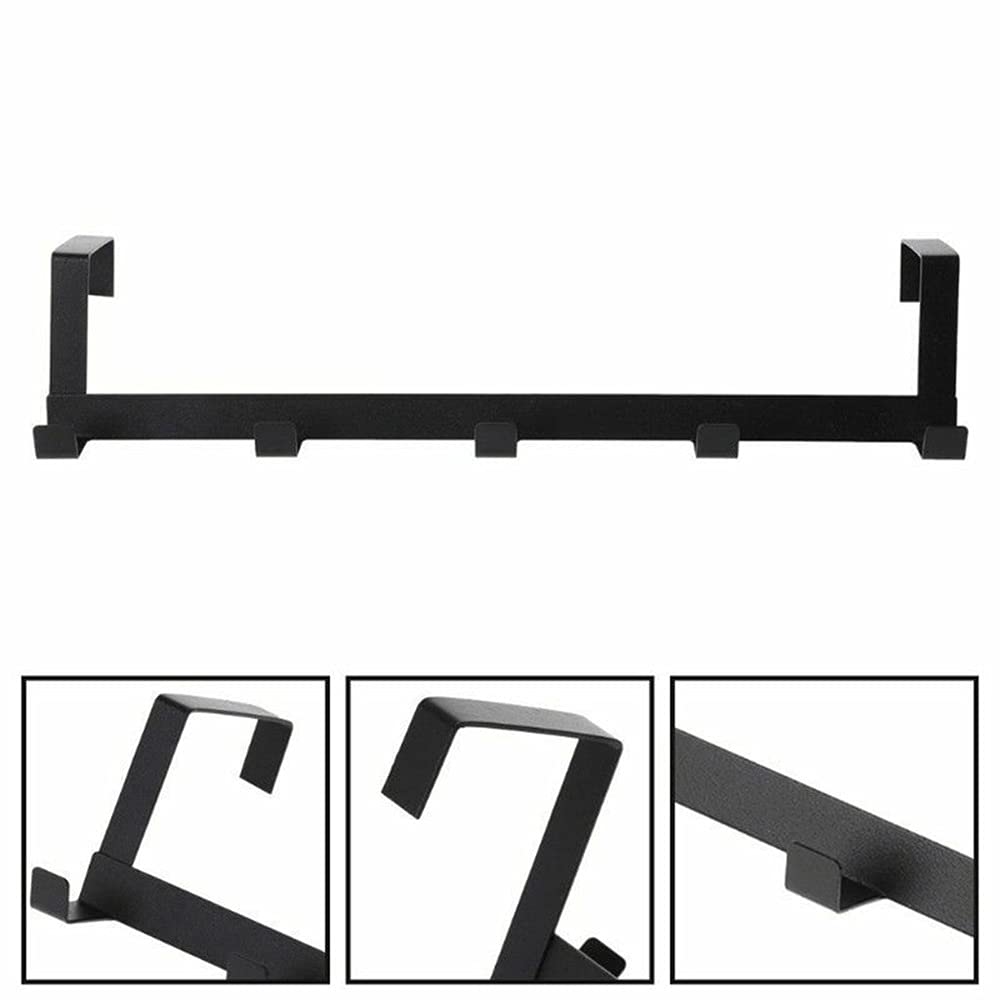 ZILZAL Metal Hooks for Hanging 2 Pcs Over The Door 5 Hooks Home Bathroom Organizer Rack Clothes Coat Hat Towel Hanger Shelf