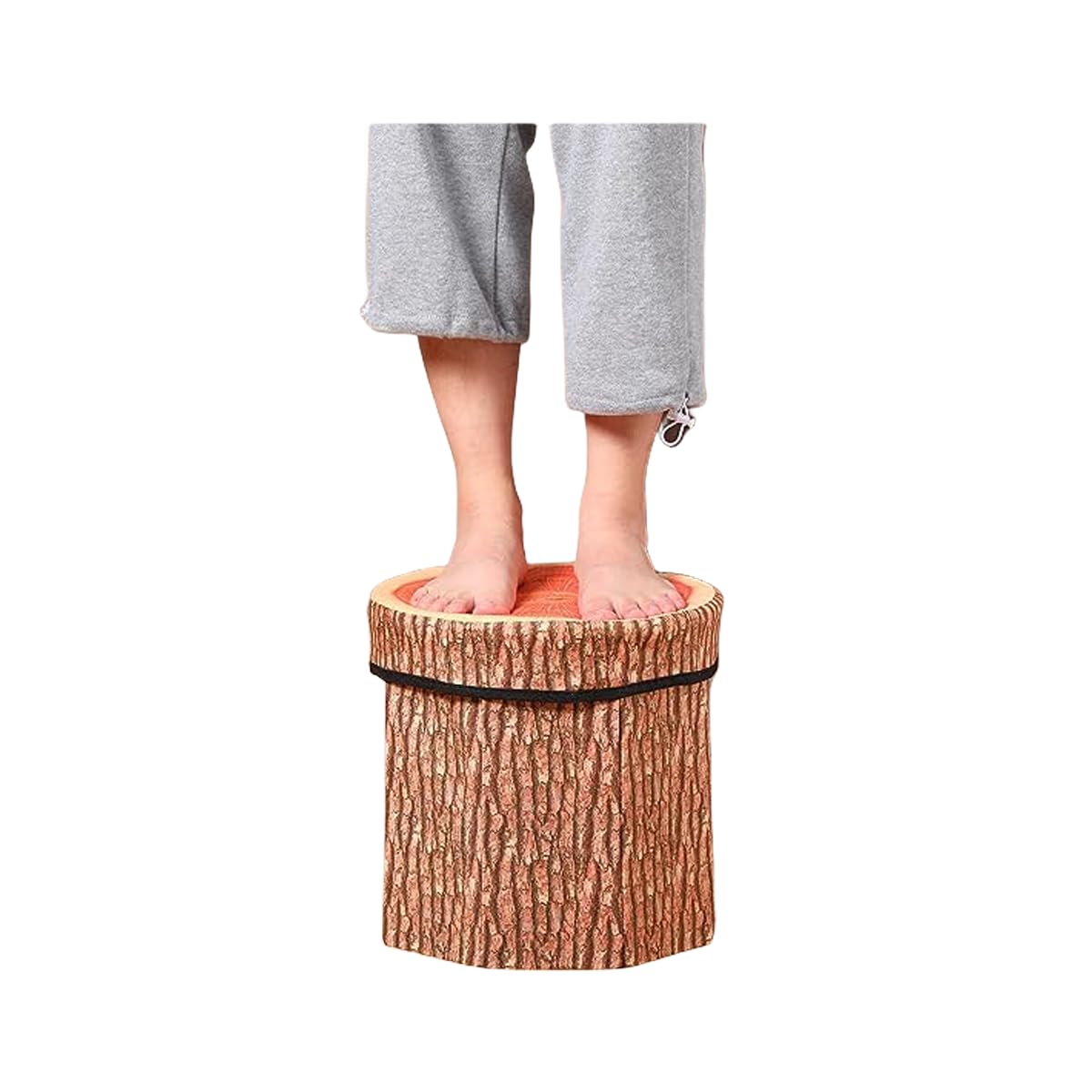 Tree Stump Stool Storage Ottoman 12 x 12 Inch Folding Storage Tree Stump Toy Box Storage with Foam Cushion, Cute Creative Collapsible Storage Seat Chest (2)