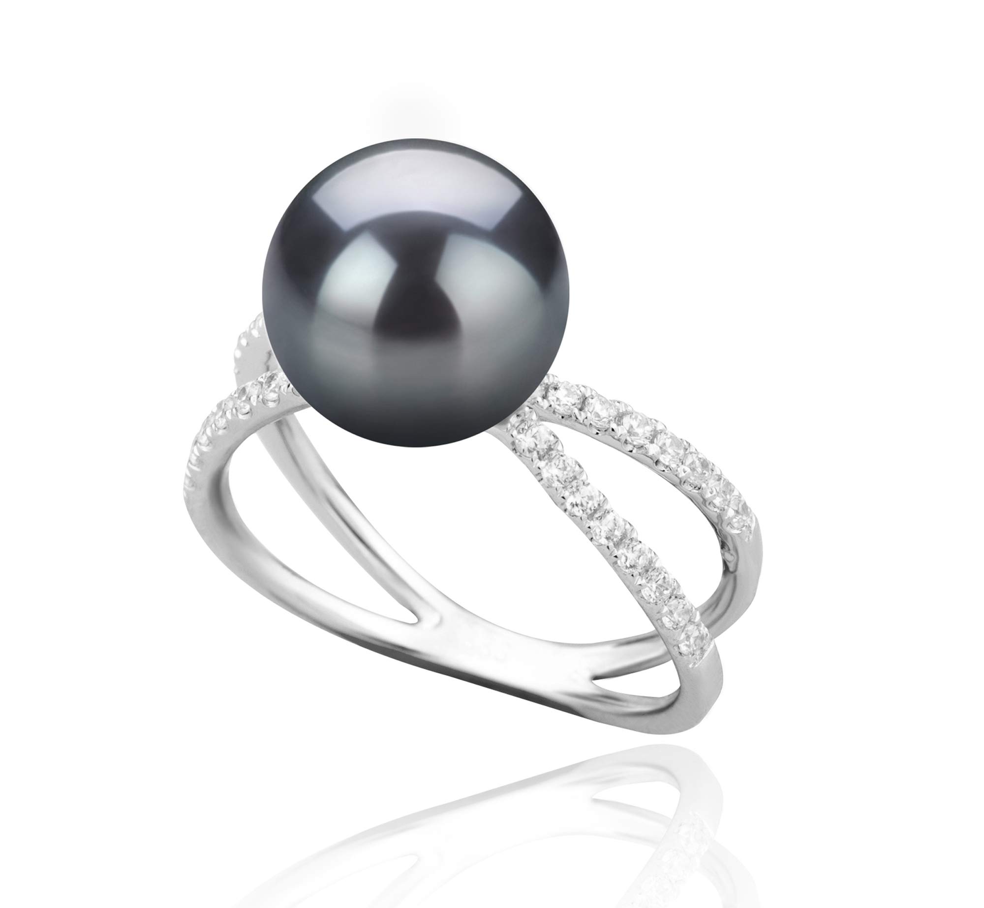Zana Black 9-10mm AAA Quality Tahitian 925 Sterling Silver Cultured Pearl Ring For Women - Size-7