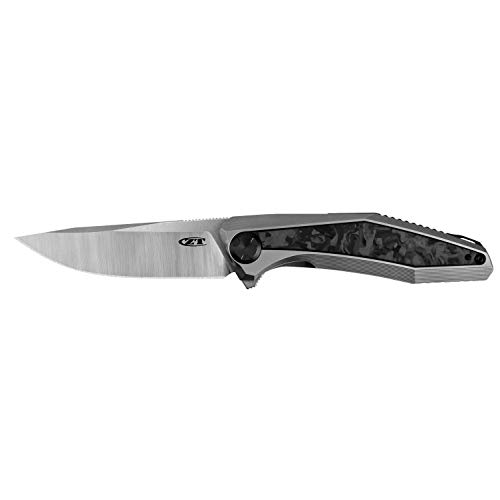 Zero Tolerance Sinkevich KVT Pocketknife; 3.4 Inch CPM 20CV Stainless Steel Blade, Bead Blasted and Machine Satin Finish, KVT Ball-Bearing System, Bead-Blasted Titanium Handle, Made in USA (0470)