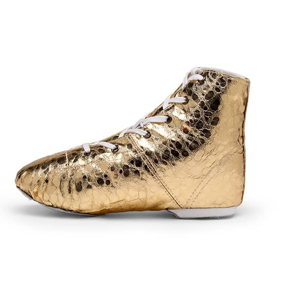 Women Jazz Shoes Split Sole Kids Gold Dancing Sneakers Ankle Boots for Men 9 M US Women