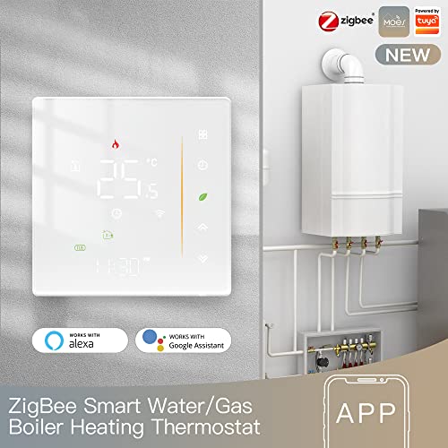 Tuya ZigBee Digital Display lit Temperature Controller Multifunctional Water/Electric Floor Heating Water/Gas Boiler Thermostat Compatible with Alexa and Google Assist