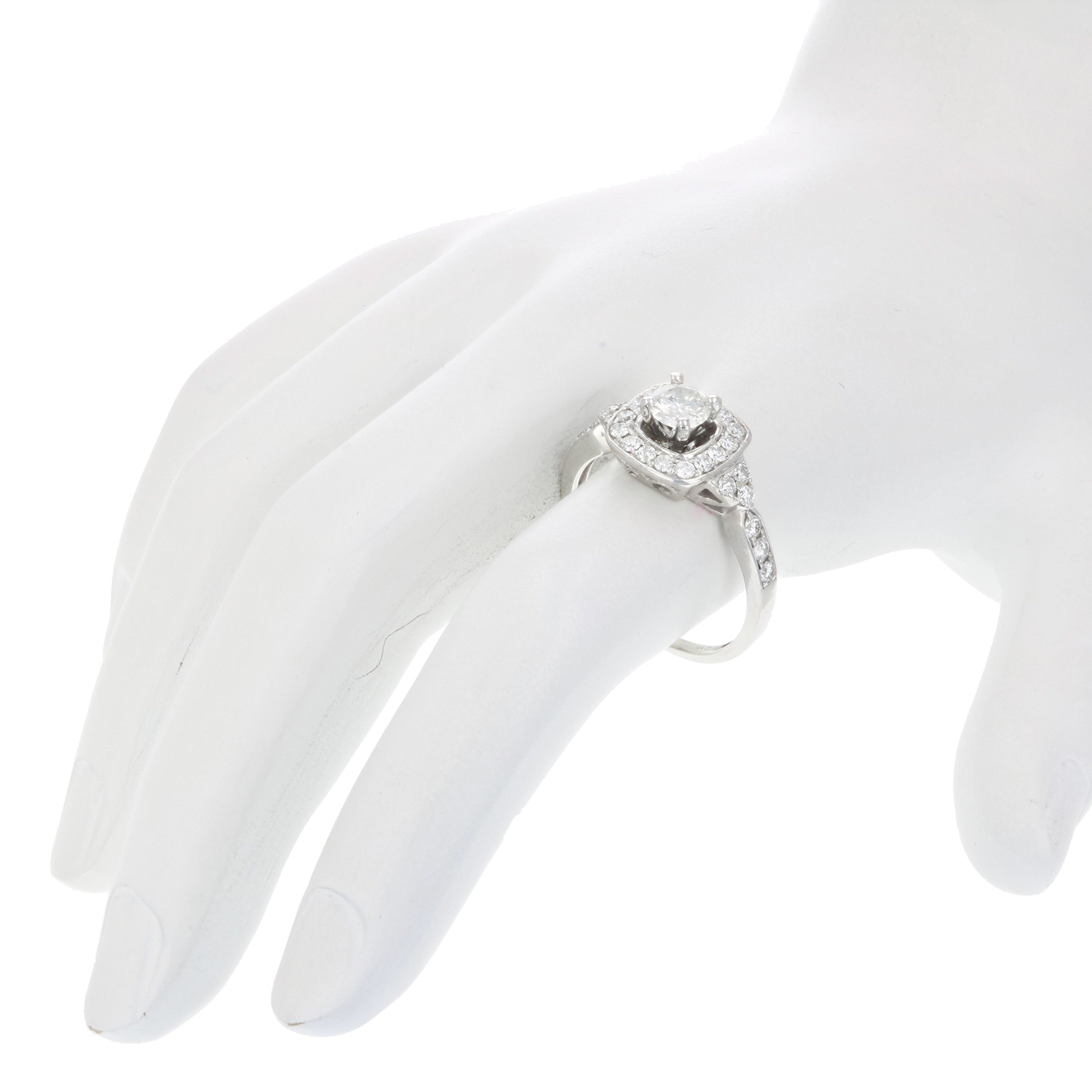 Vir Jewels 3/4 cttw Diamond Halo 4-Prong Wedding Engagement Ring Cushion 14K White Gold Size 6.5