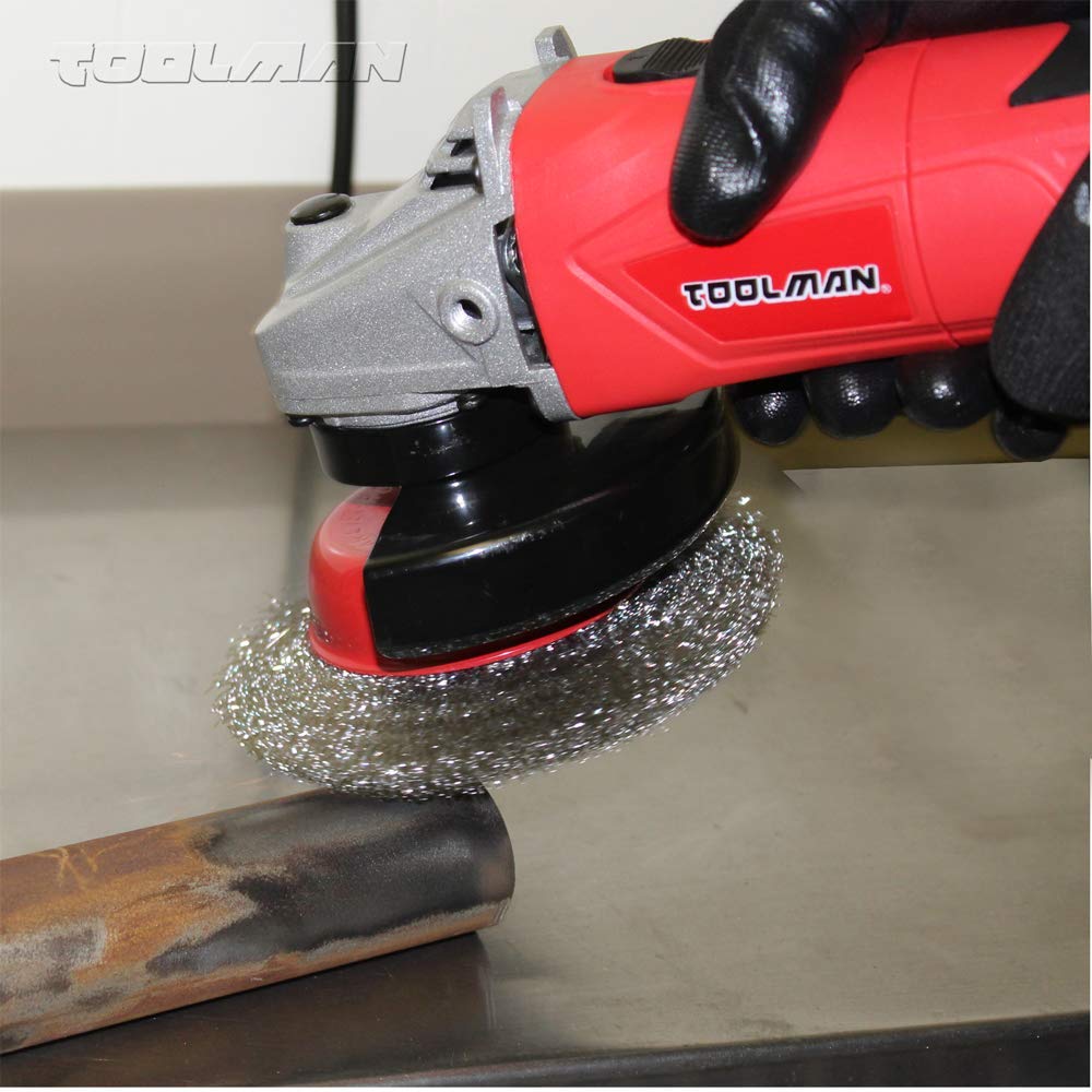 Toolman Knotted Cup Brush Universal Fit 4" For Grinders Twist Knotted works with DeWalt Makita Ryobi SKILL Bosch 4XTH003