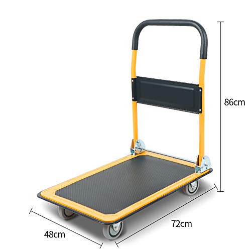 ZLH Furniture Mover Goods cart Warehouse Flatbed Small Trailer Trolley Pull Goods Folding Truck Hand Pull Four Wheel Steel car o$