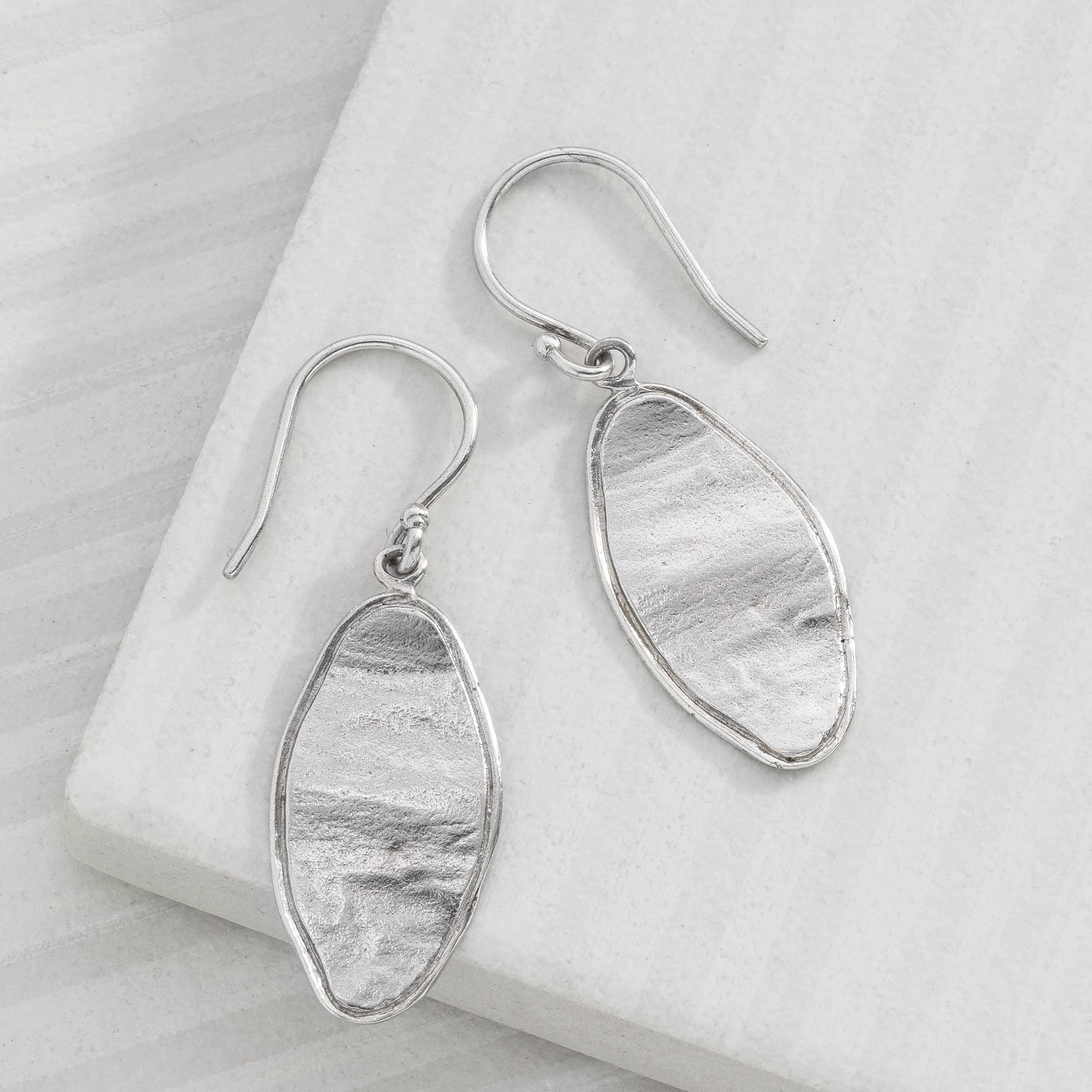 Silpada 'Just Imagine' Textured Oval Drop Earrings in Sterling Silver