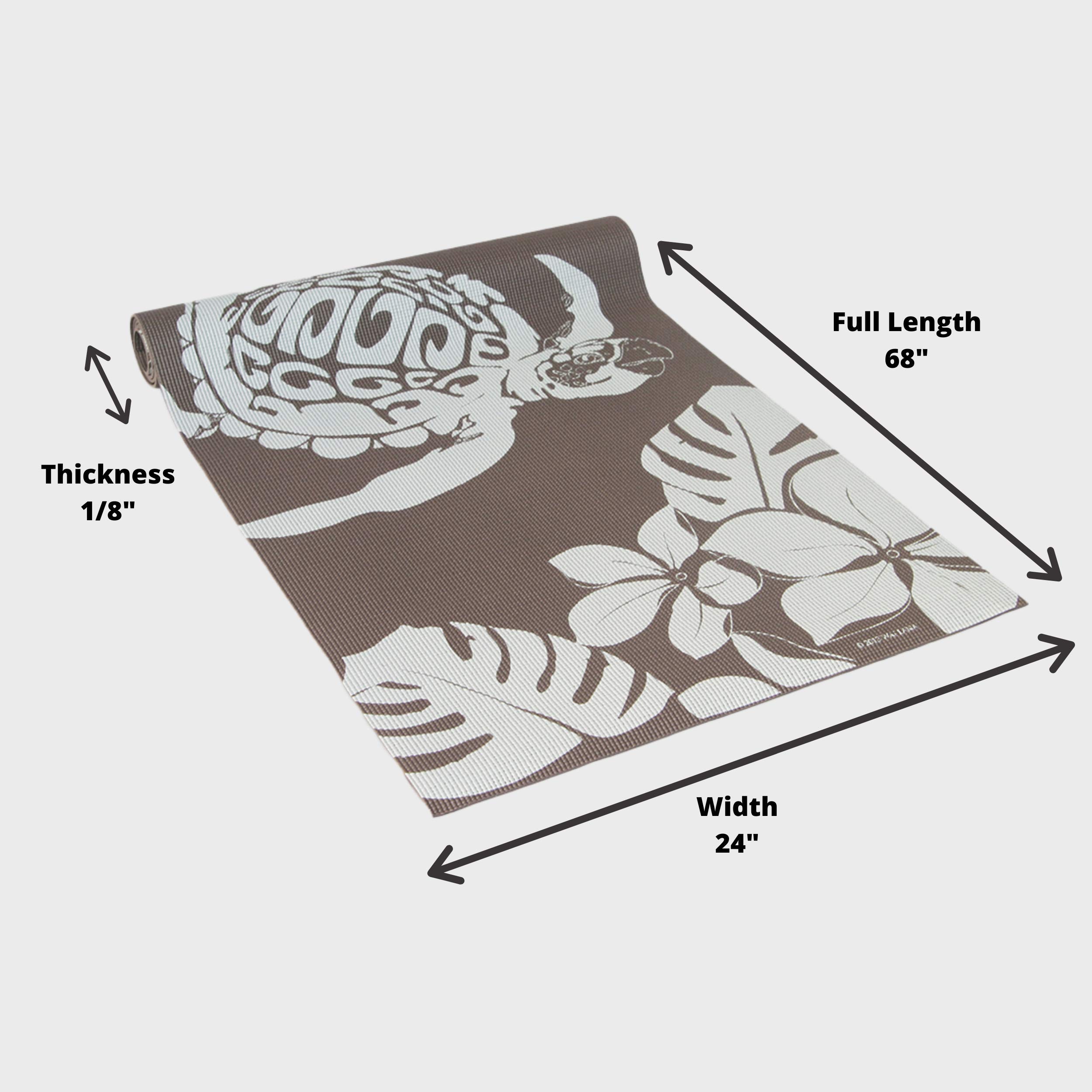 Wai Lana Yoga Mat Sea Turtles, Color:Gray, 1/8" thick, 3.5mm thick