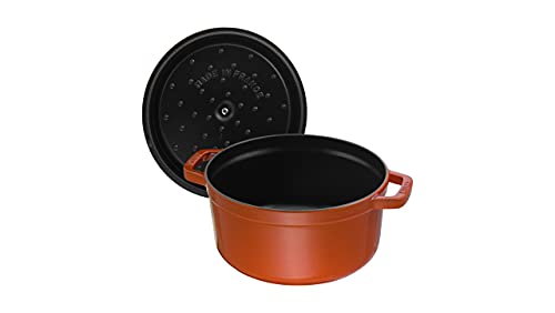 STAUB Cast Iron Dutch Oven 7-qt Round Cocotte, Made in France, Serves 7-8, Burnt Orange