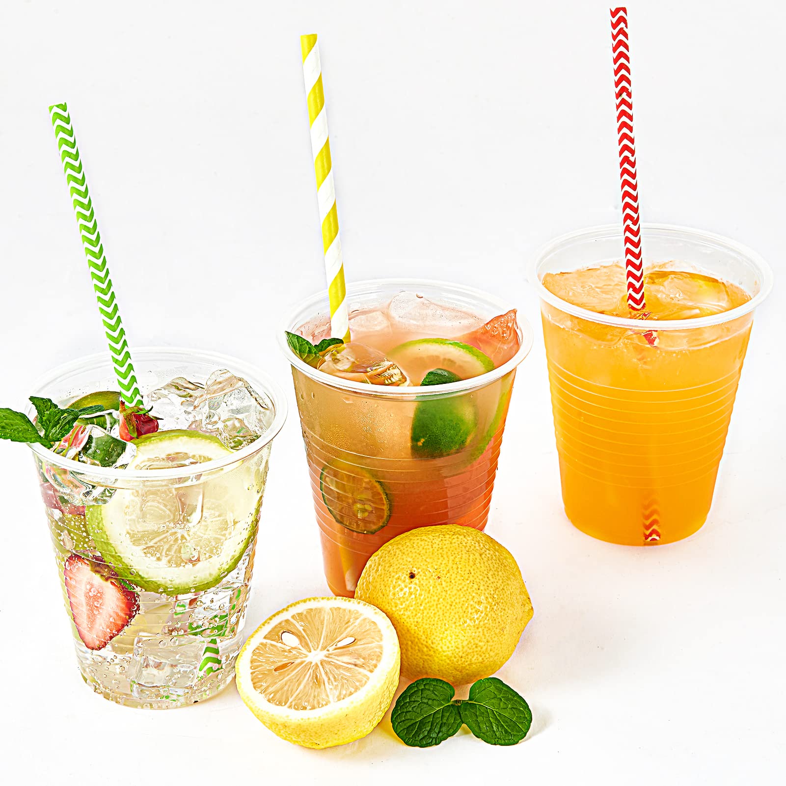 Turbo Bee 140 Pack 16oz Clear Disposable Plastic Cups,Cold/Hot Drinking Cups, Plastic Party Container for Water, Iced Cold Coffee, Juice, Soda