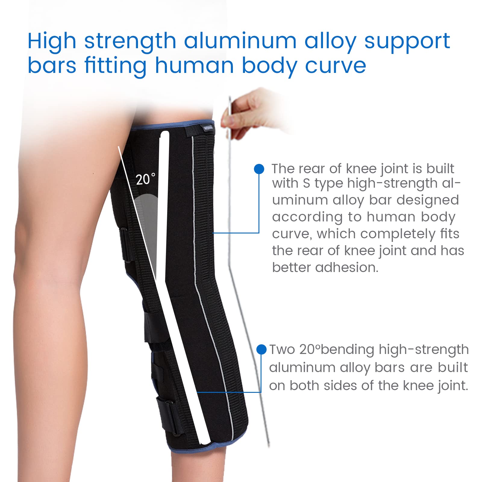 Velpeau Knee Immobilizer - 22" Length - Suitable For Sleep - Full Leg Brace - Straight Knee Splint - Support for Knee Post-Pre-operation & Surgery Recovery (Large)