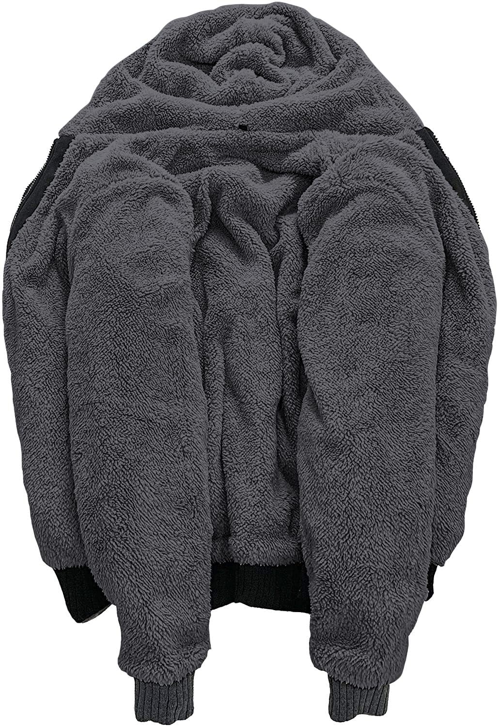 ZITY Men's Zip Up Hoodie Heavyweight Winter Sweatshirt Fleece Sherpa Lined Warm Jacket Black Gray XX-Large