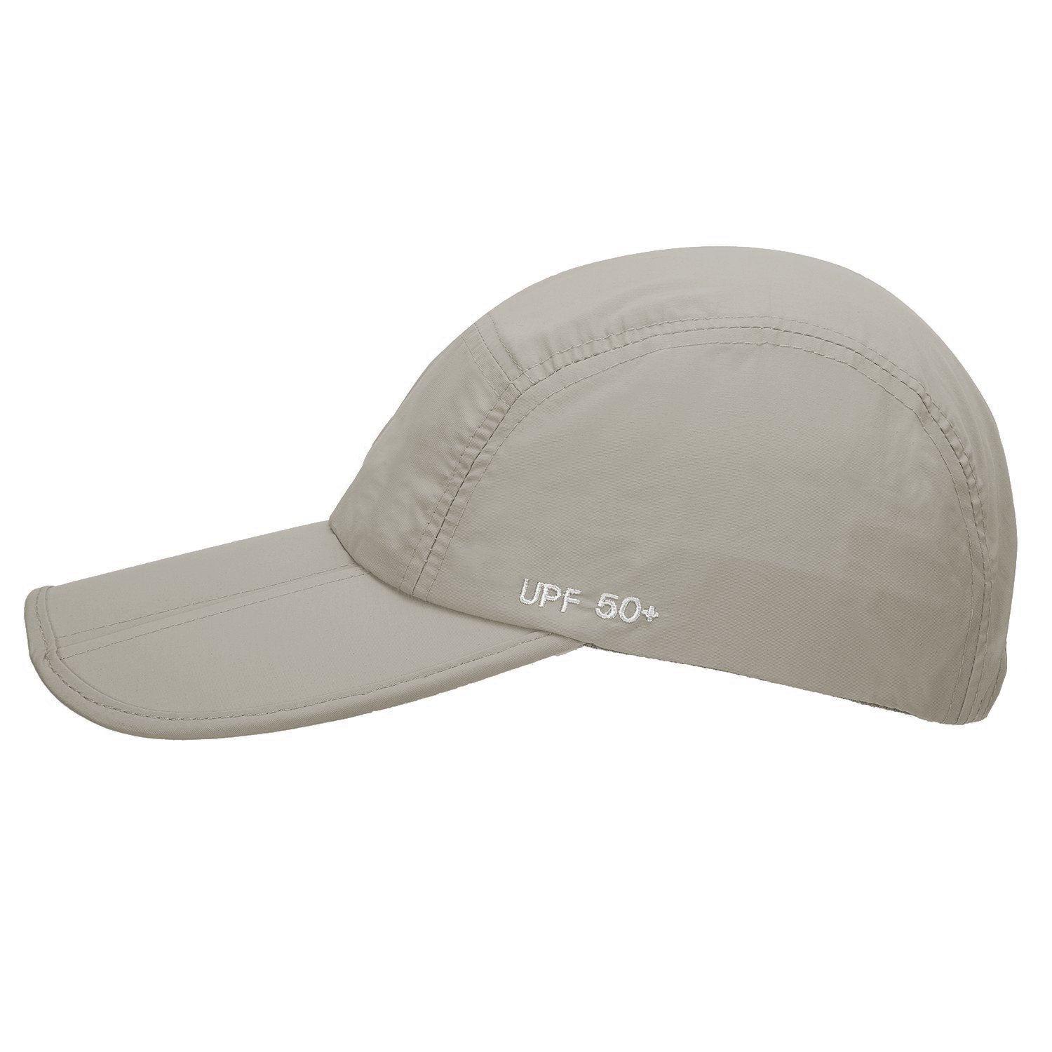 UPF 50+ Foldable Baseball Cap Sun Protection Quick Dry Portable Folding Hats for Men or Women, Stone
