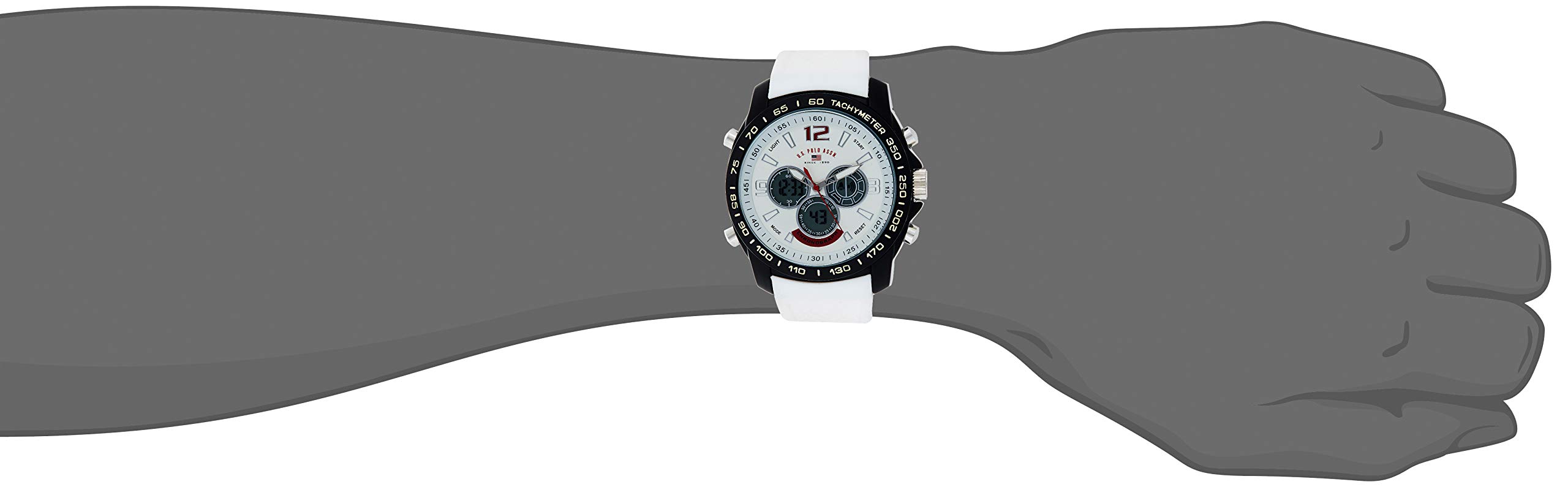 U.S. Polo Assn. Sport Men's Quartz Metal and Rubber Casual Watch, Color:White (Model: US9556)