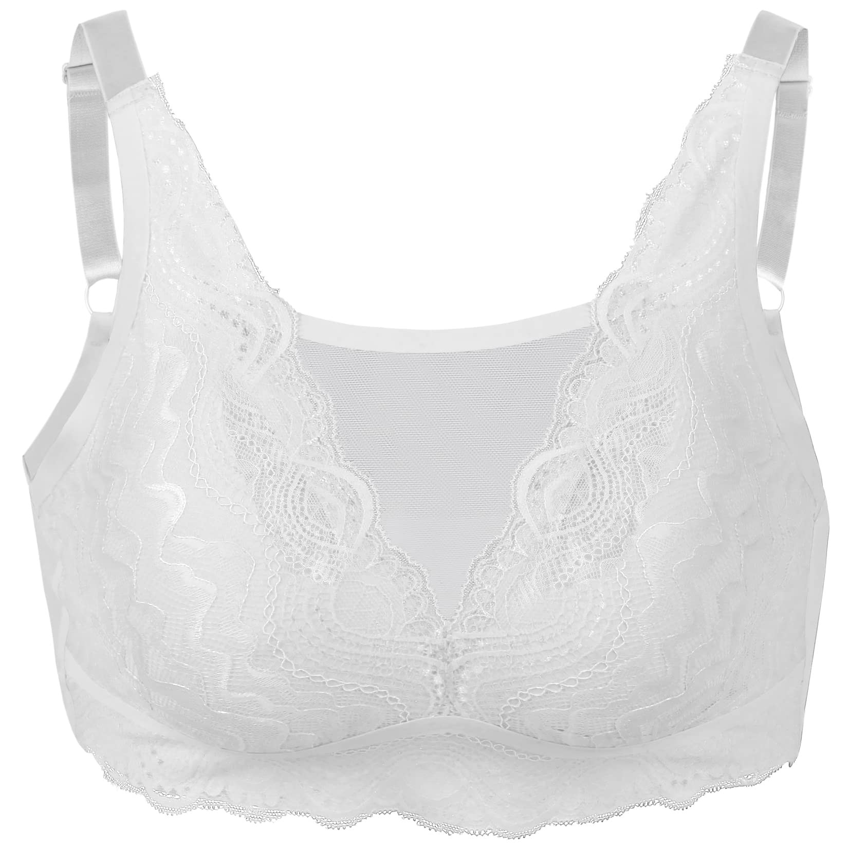Vollence Mastectomy Bra with Pockets for Silicone Breast Forms Prosthesis Women Everyday Bra White